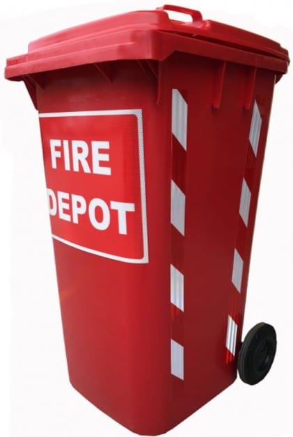 Mines Fire Depot Box Wheel Bin Type w/ Front & Side Labels